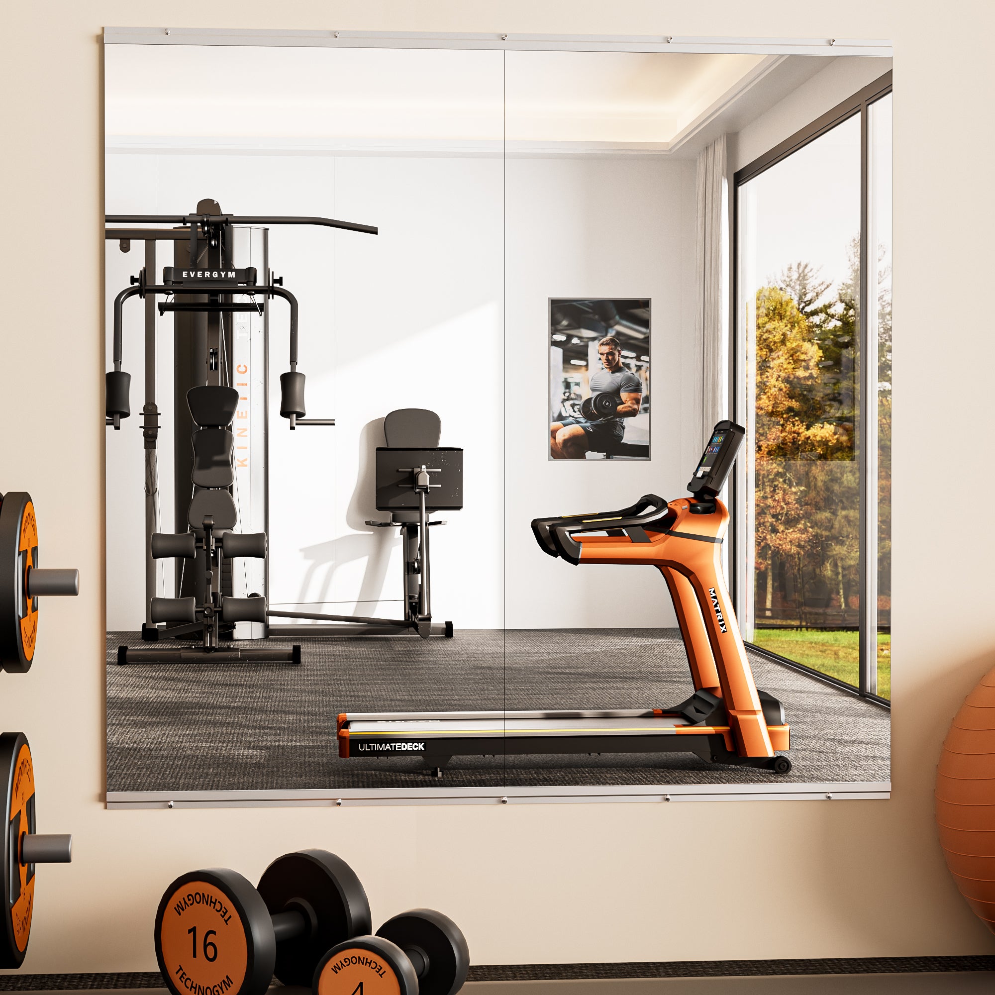 Keonjinn Home Gym Mirror, Frameless Tempered Glass Workout Mirrors