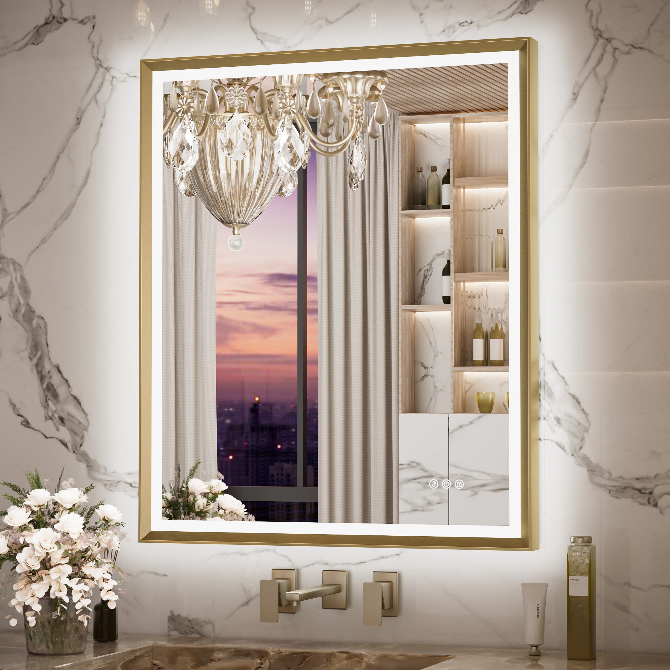 Keonjinn LED Mirror for Bathroom with Frontlit & Backlit, Metal Framed